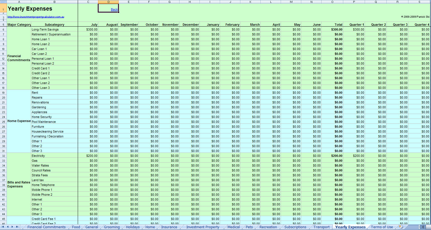 Free Comprehensive Budget Planner Spreadsheet Excel